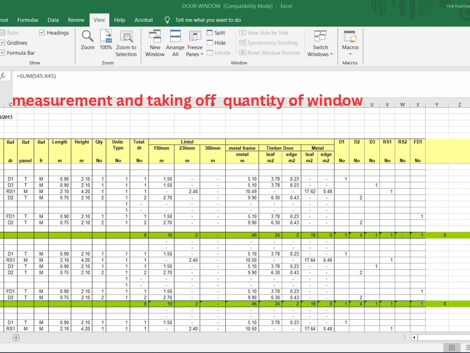 Customizable Quantity Takeoff Excel Template for Builders (digital ...