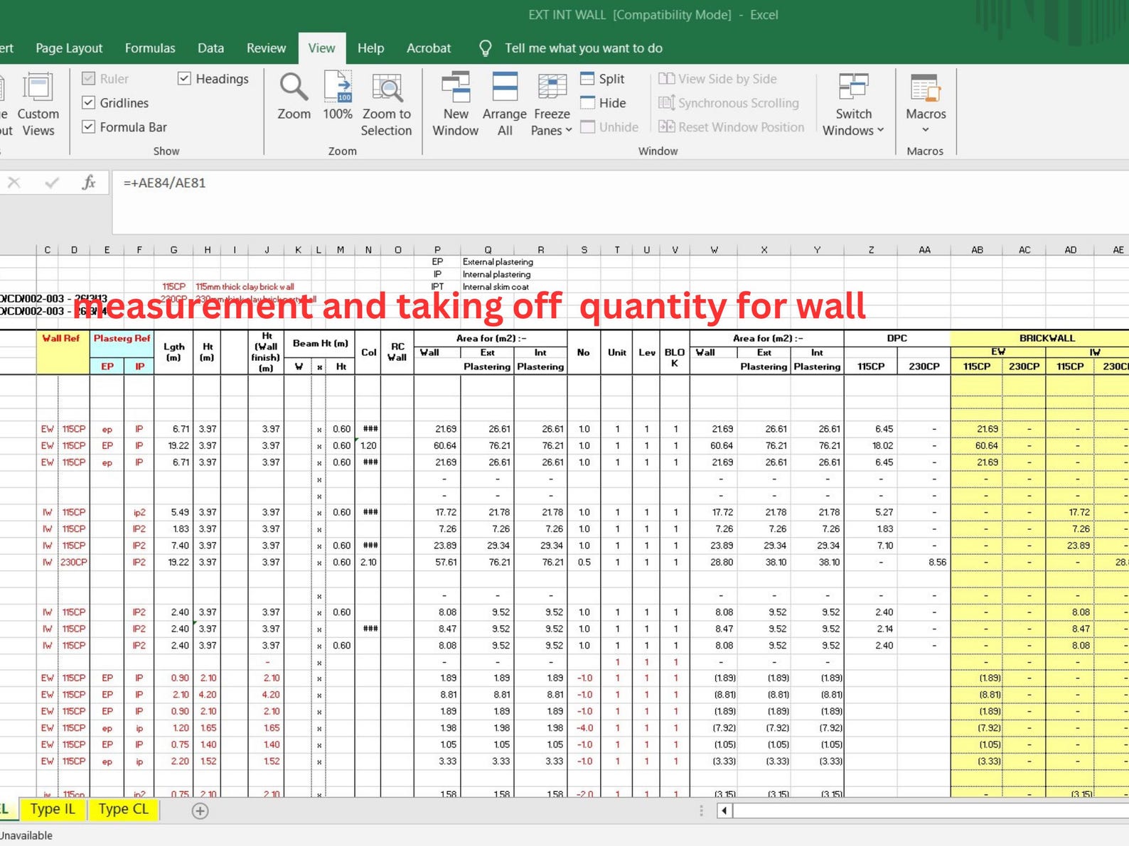 Customizable Quantity Takeoff Excel Template for Builders (digital ...