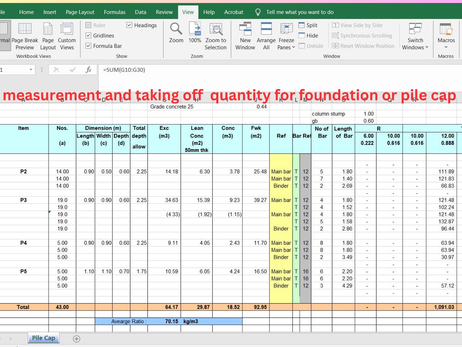 Customizable Quantity Takeoff Excel Template for Builders (digital Download) - Etsy