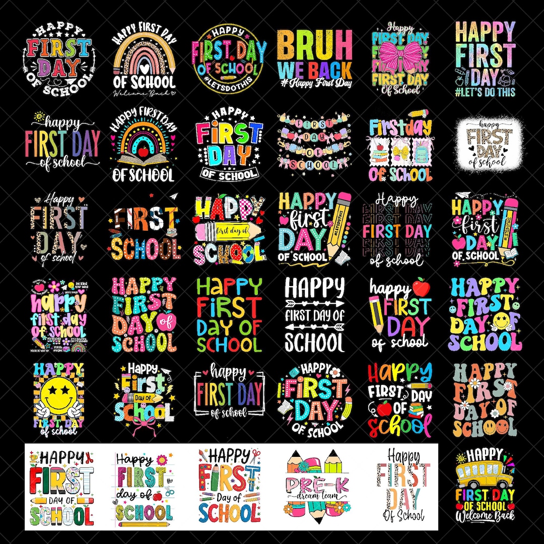Happy First Day of School Png Bundle, 1st Day of School Png, Back to ...