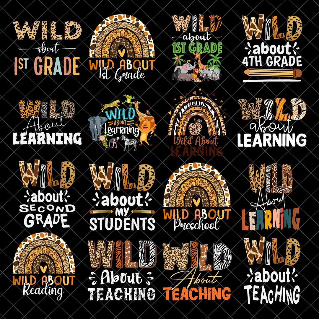 Wild About 1st Grade Png Bundle, First Grade Teacher Png, Leopard Back ...