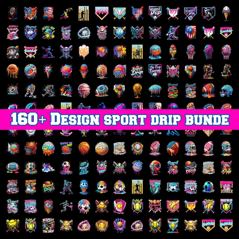 160+ Sports Drip PNG Mega Bundle, Basketball Baseball Soccer Softball ...