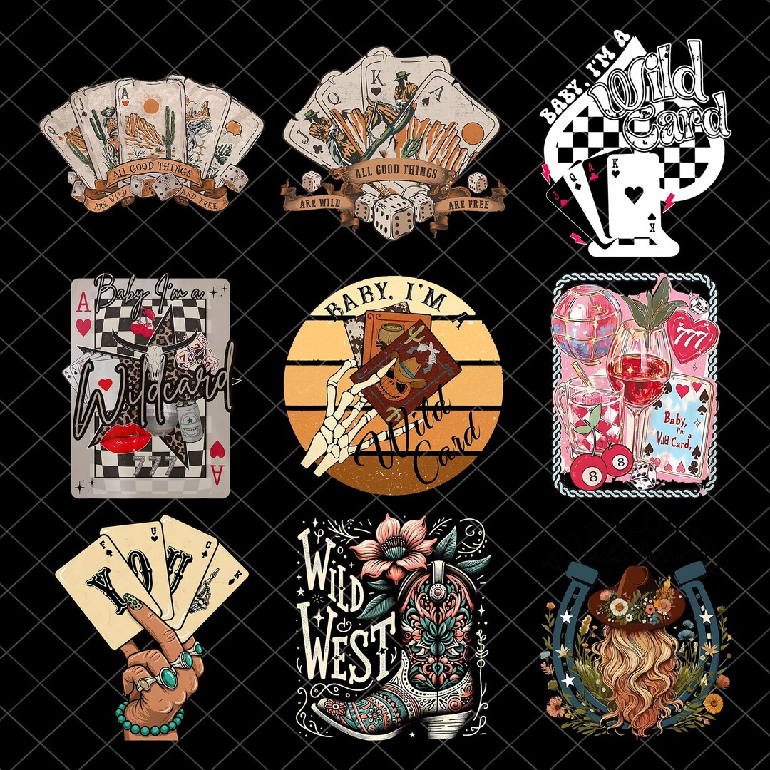 Western Wild Card PNG Bundle, Retro Coquette Western Design, Western ...