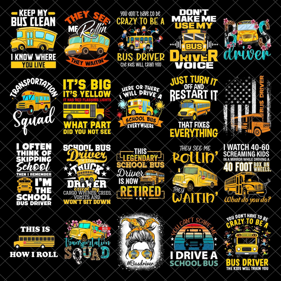 School Bus Driver Png Bundle, Bus Driver, School Time, Funny Png ...