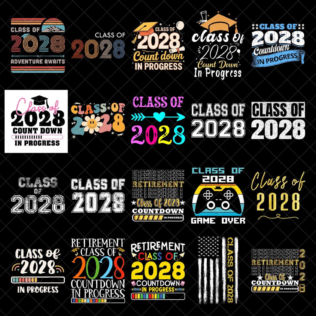 Class of 2028 Countdown Digital File PNG Bundle, Graduation Png, Senior ...