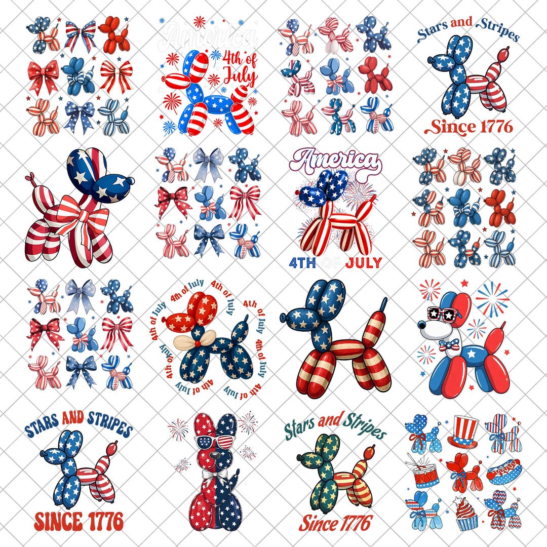 Coquette 4th of July Png Bundle, 4th Balloon Dog, America Png,american ...