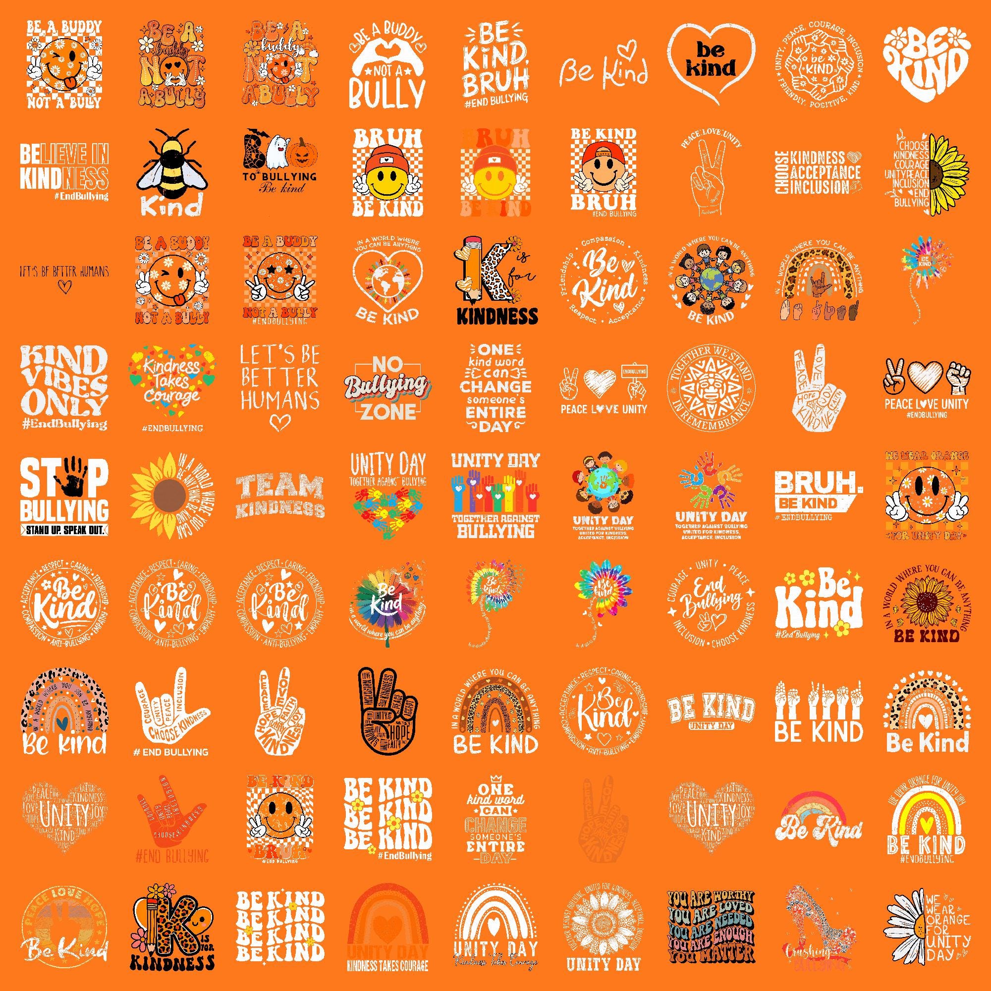 80+ Unity Day Bundle PNG, Bullying Prevention Png, Anti Bullying Love ...