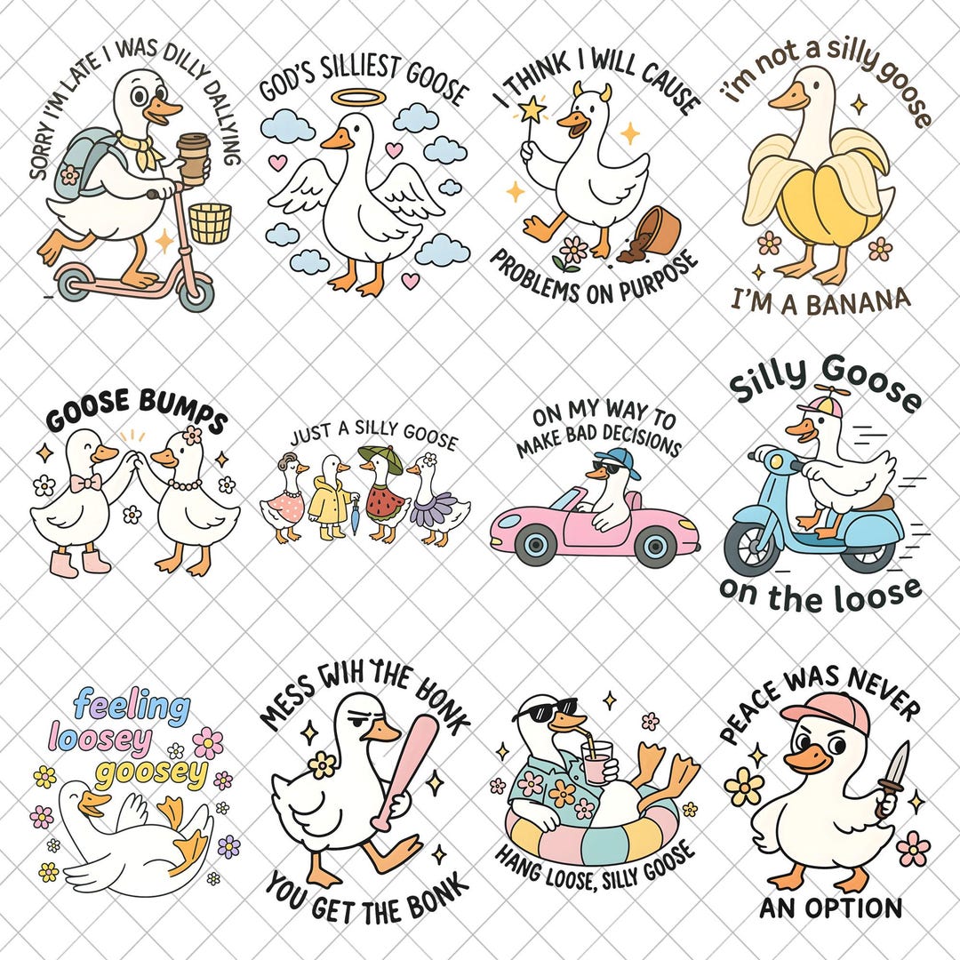 Funny Goose PNG Bundle, Snarky Goose Retro Humor Png, Sassy Animal ...