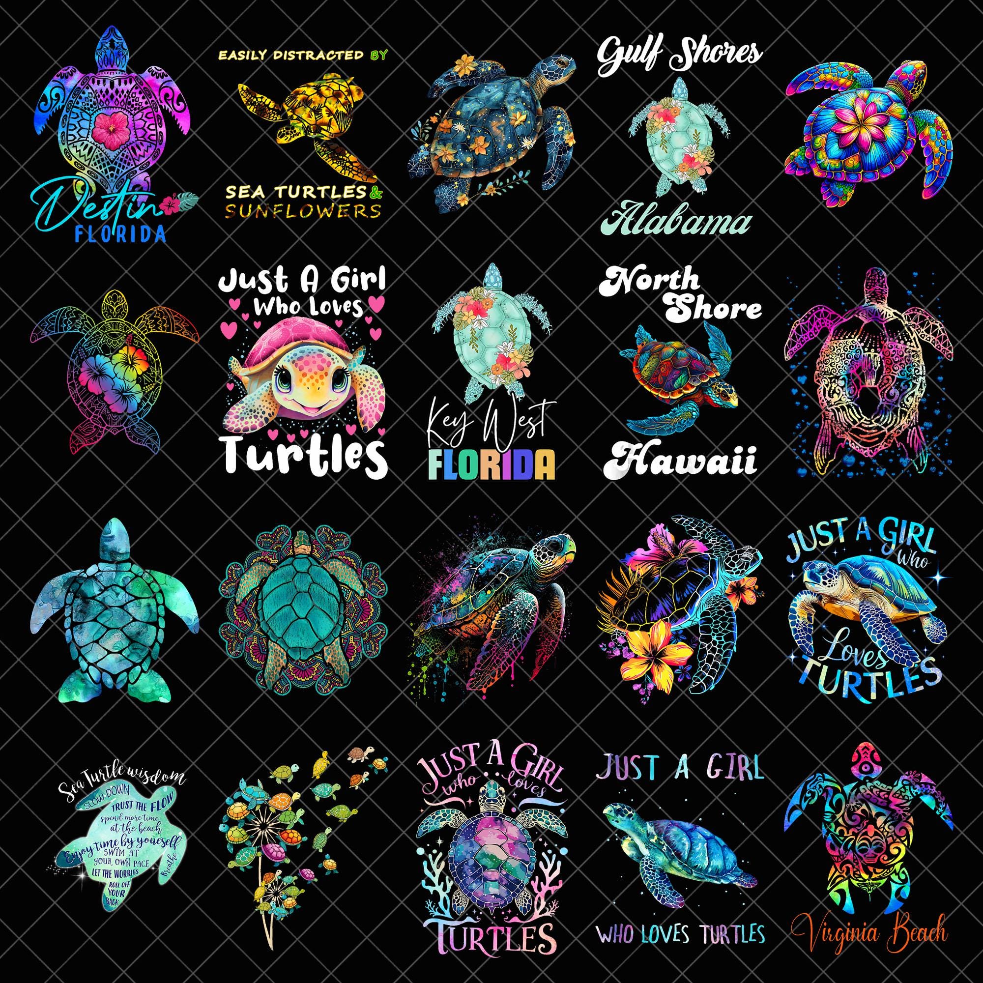 Sea Turtle Png Bundle, Sublimation Design, Summer Png, Ocean ...