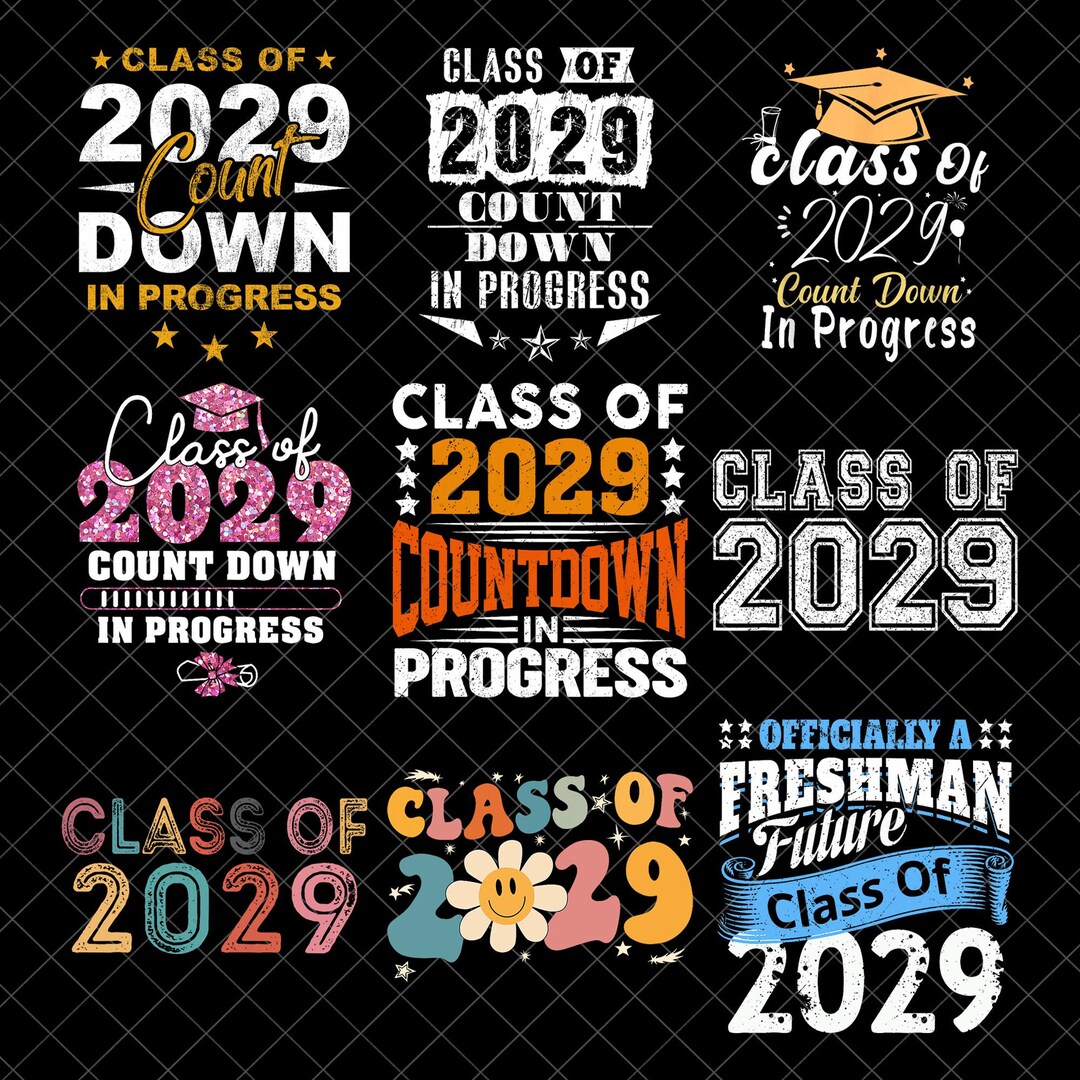 Class of 2029 Countdown Digital File PNG Bundle, Graduation Png, Senior ...