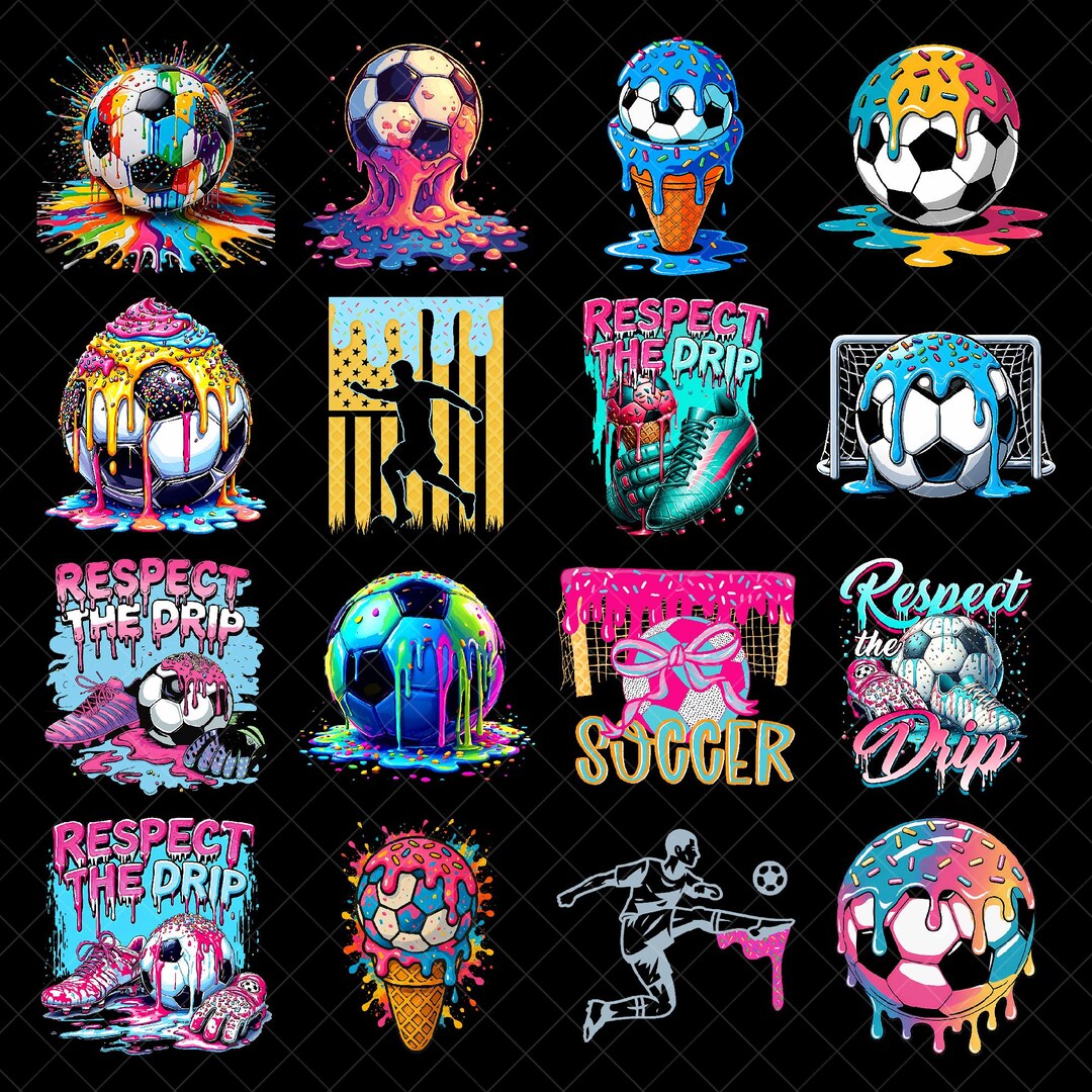 Soccer Ice Cream Drip PNG Football Sports Team Digital File Soccer Mom ...