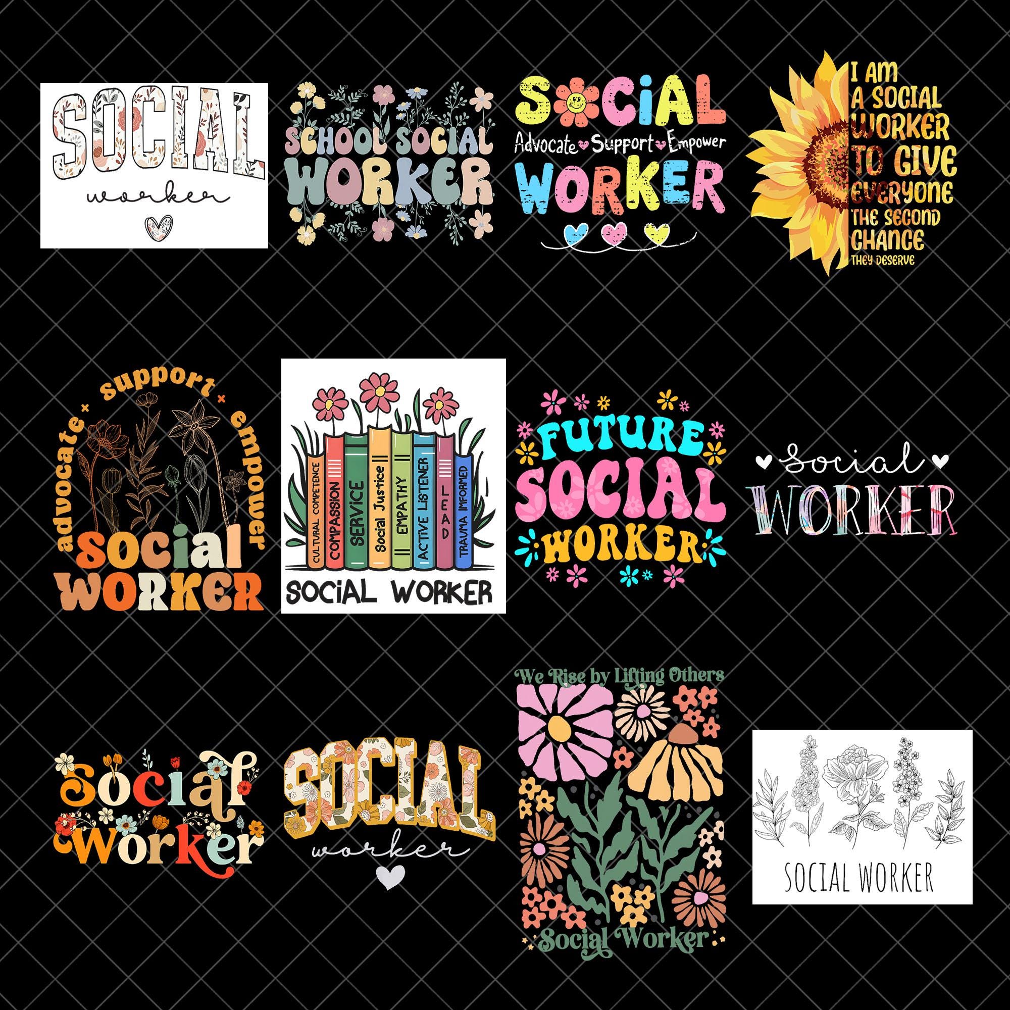 Social Worker Png Bundle, School Social Worker Flower Aesthetic PNG ...