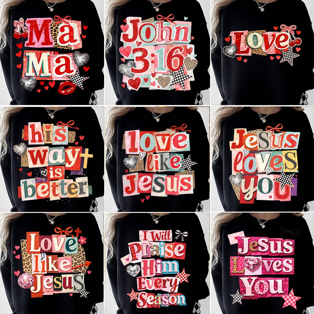 Jesus Loves You PNG Bundle, Christian Valentine Y2K Shirt Design, Love ...