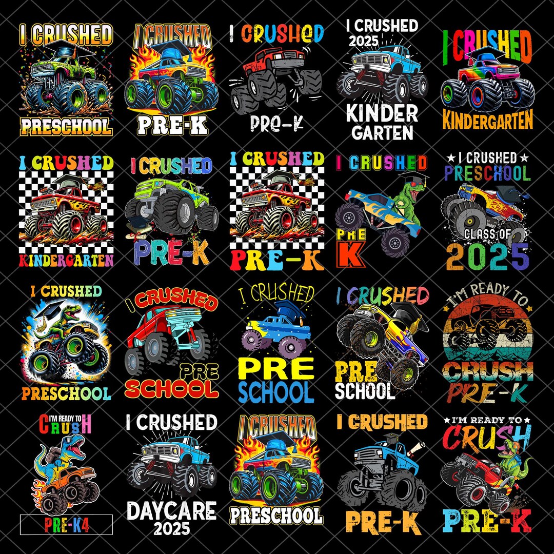 I Crushed Pre-k Monster Truck Png Bundle, Back to School Png, Preschool ...