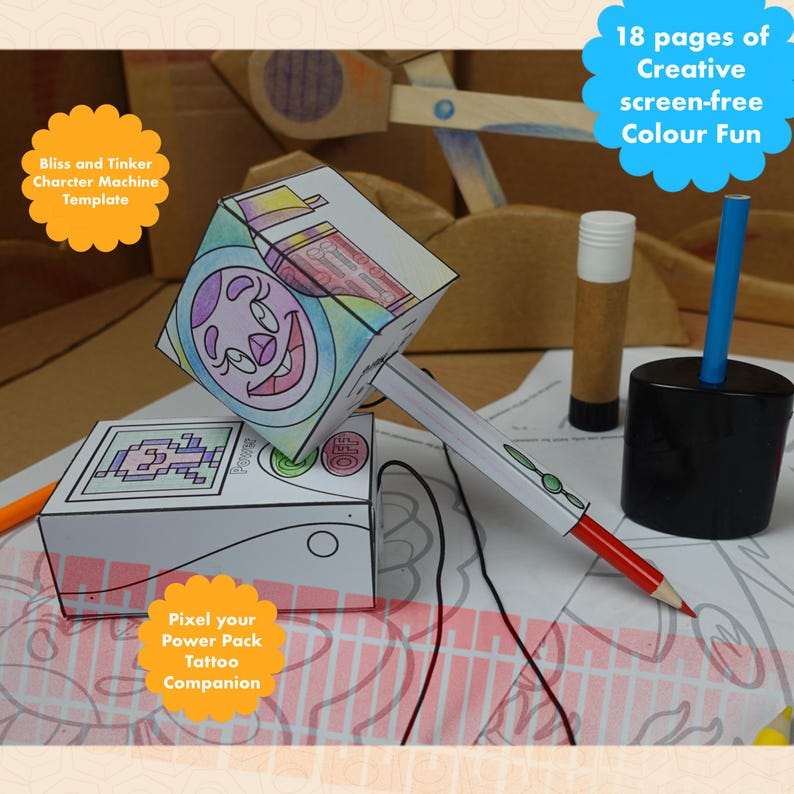 Printable DIY Paper Tattoo Machine Craft Set | Fun Colouring Activity ...