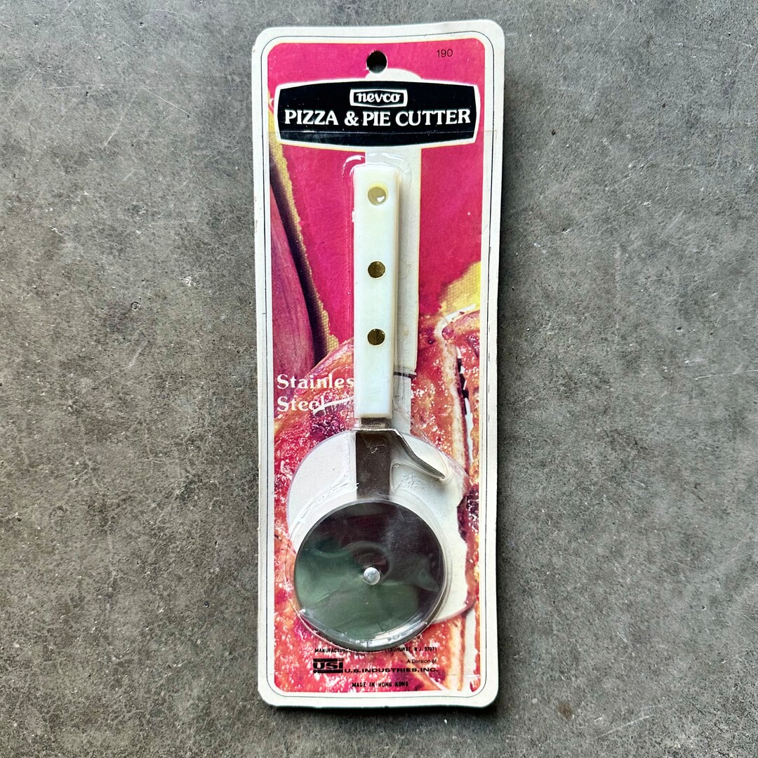 Vintage Nevco Stainless Steel Pizza Cutter - White Handle - New Old ...