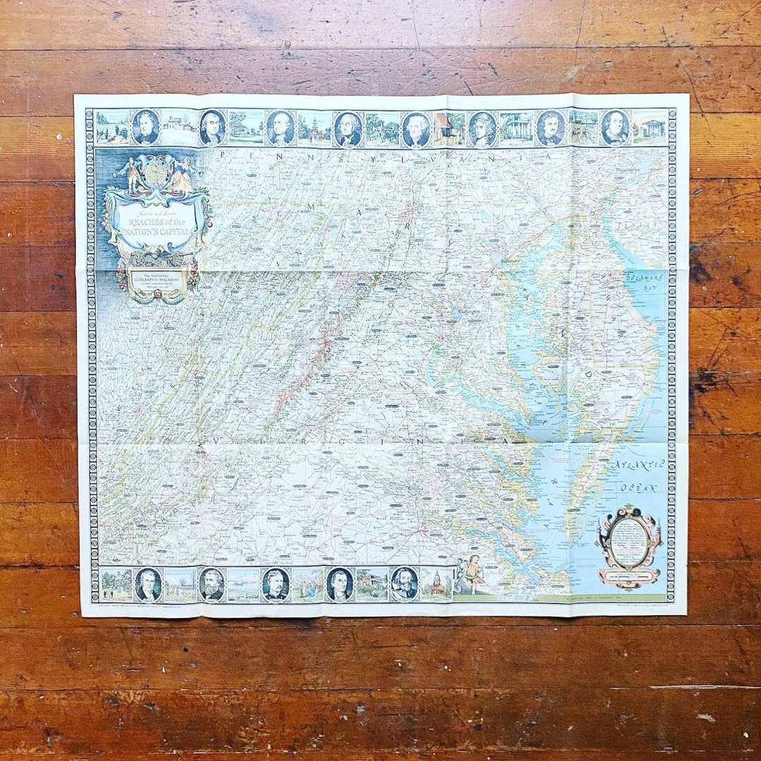 Vintage 1938 National Geographic Map - Washington DC - Etsy