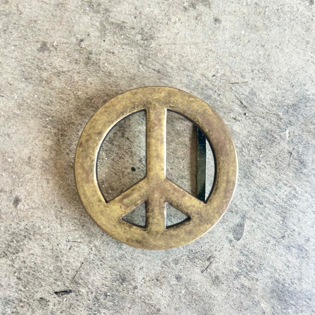 Vintage Metal Belt Buckle Peace Sign - Etsy
