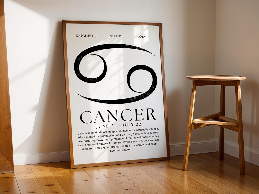 Cancer Zodiac Sign Printable – Minimalist Astrology Wall Art for Cancer ...
