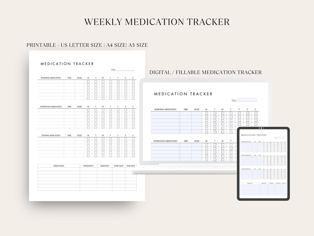 Medication Log, Medication Tracker - Weekly Medication Journal ...