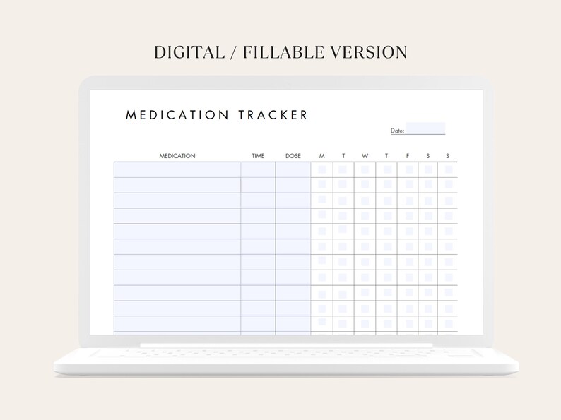 Printable Medication Tracker: Fillable Vitamin Log (US Letter/a4/a5 ...