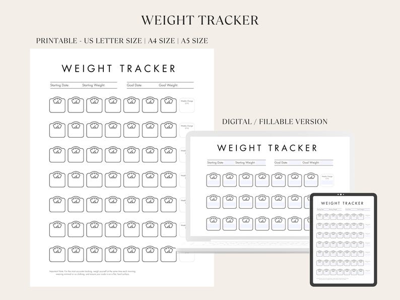 Weight Loss Tracker Printable & Fillable, Weight Loss Template ...