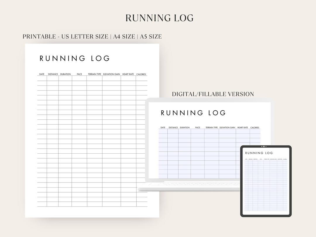 Running Tracker, Running Log, Running Log Journal - Printable and ...