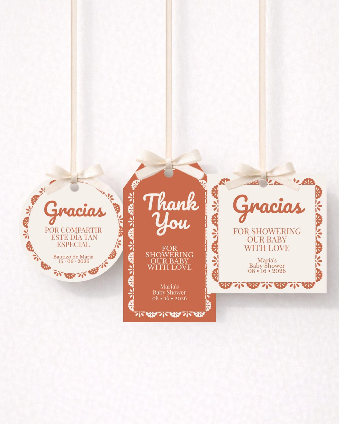 Cielito Lindo Baby Shower Favor Labels & Stickers, Terracotta Thank You ...