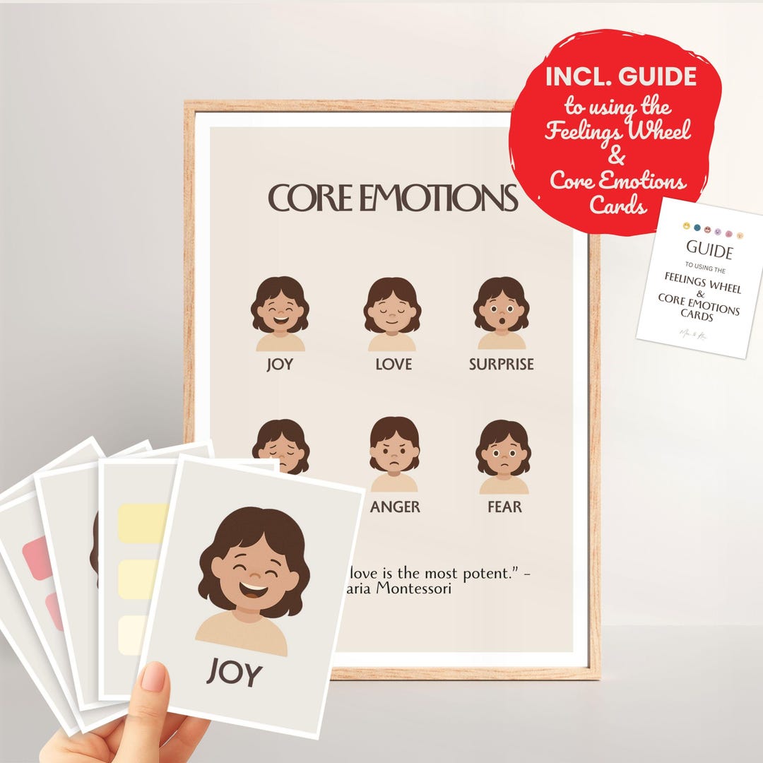 Montessori Feelings Wheel & Core Emotions Posters – Printable Emotional ...