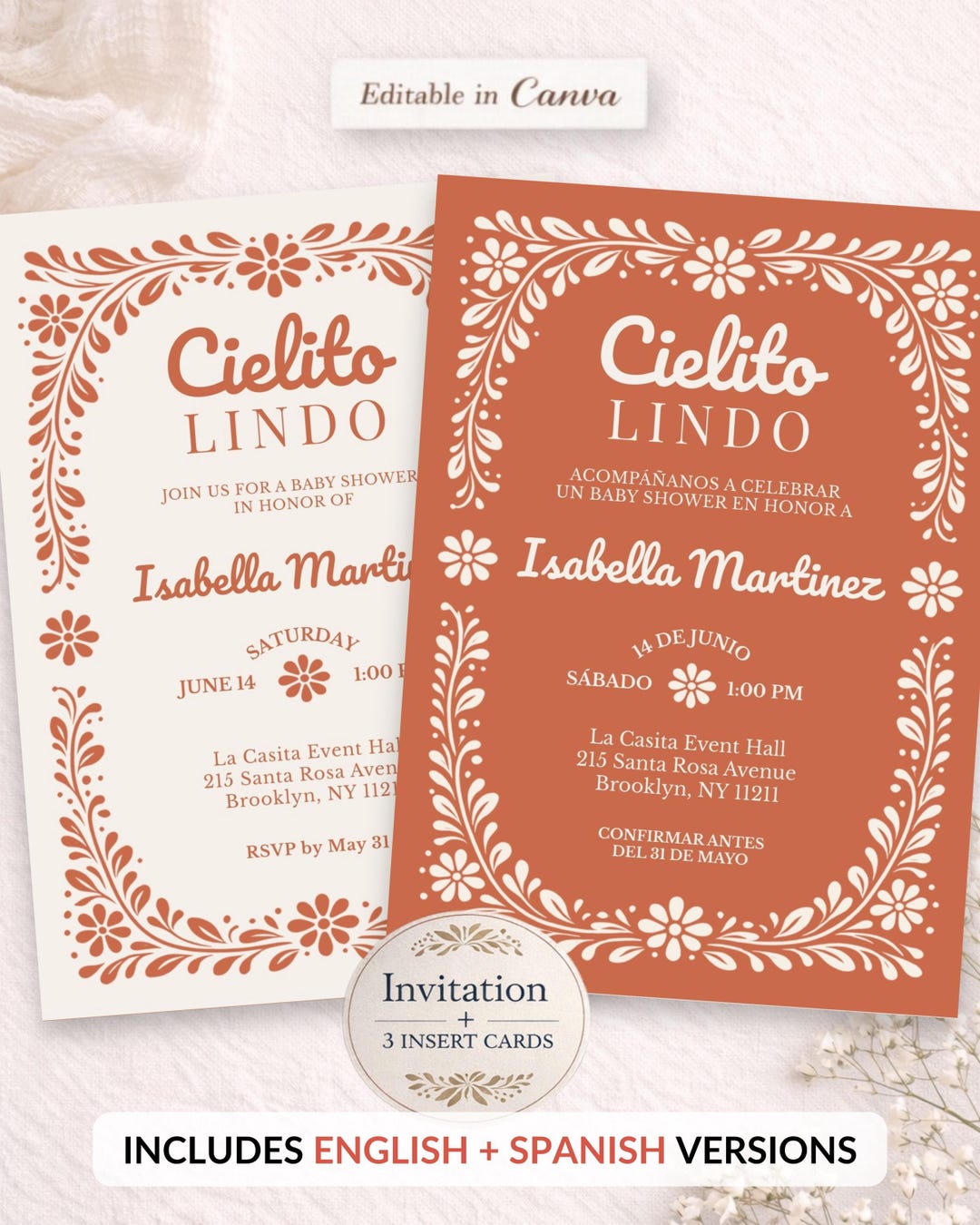 Cielito Lindo Mexican Baby Shower Invitation | Canva Template | Custom ...