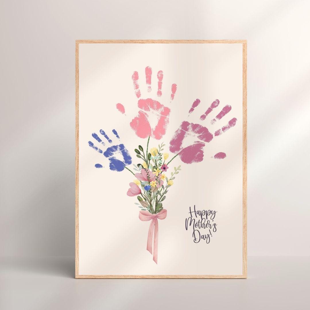 Mother's Day Flower - Handprint Hand Art Craft for Mom or Grandma, Kids ...