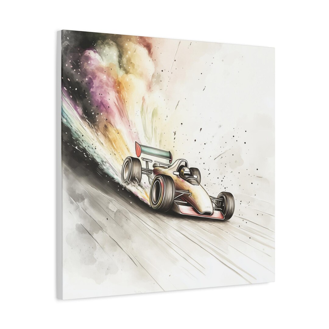 Watercolor Racing Car, Racing Car Nursery Canvas, Racing Car Art ...