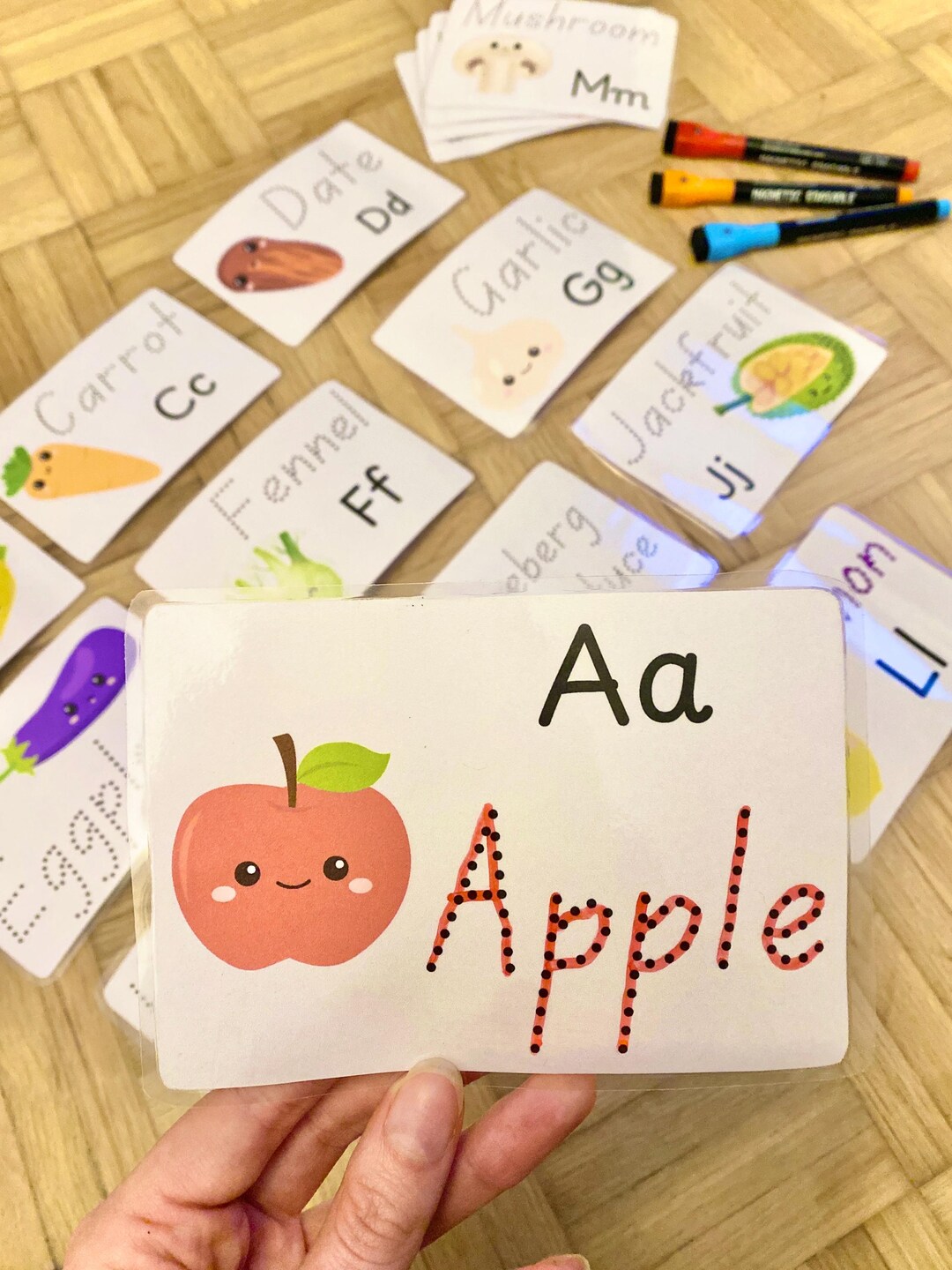 ABC Alphabet Flash Cards, A-Z Cards, Fruit and Vegetable Learning Cards ...