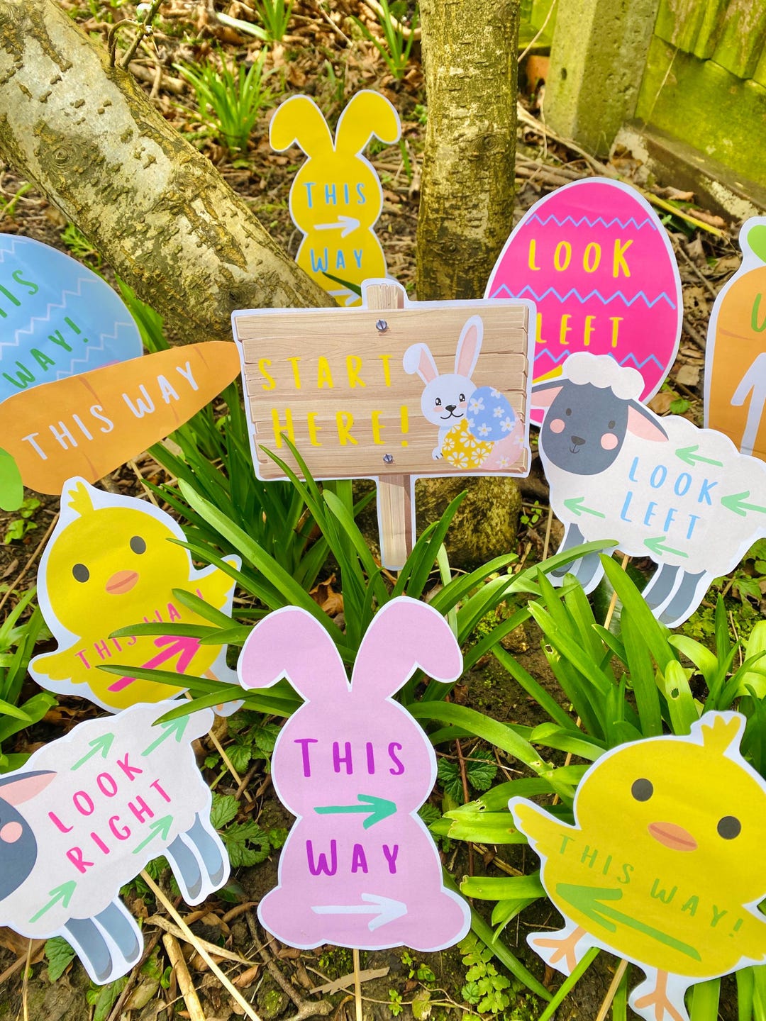 Fun Easter Egg Hunt Signs, Kids Printable Easter Activity, Easter Bunny ...