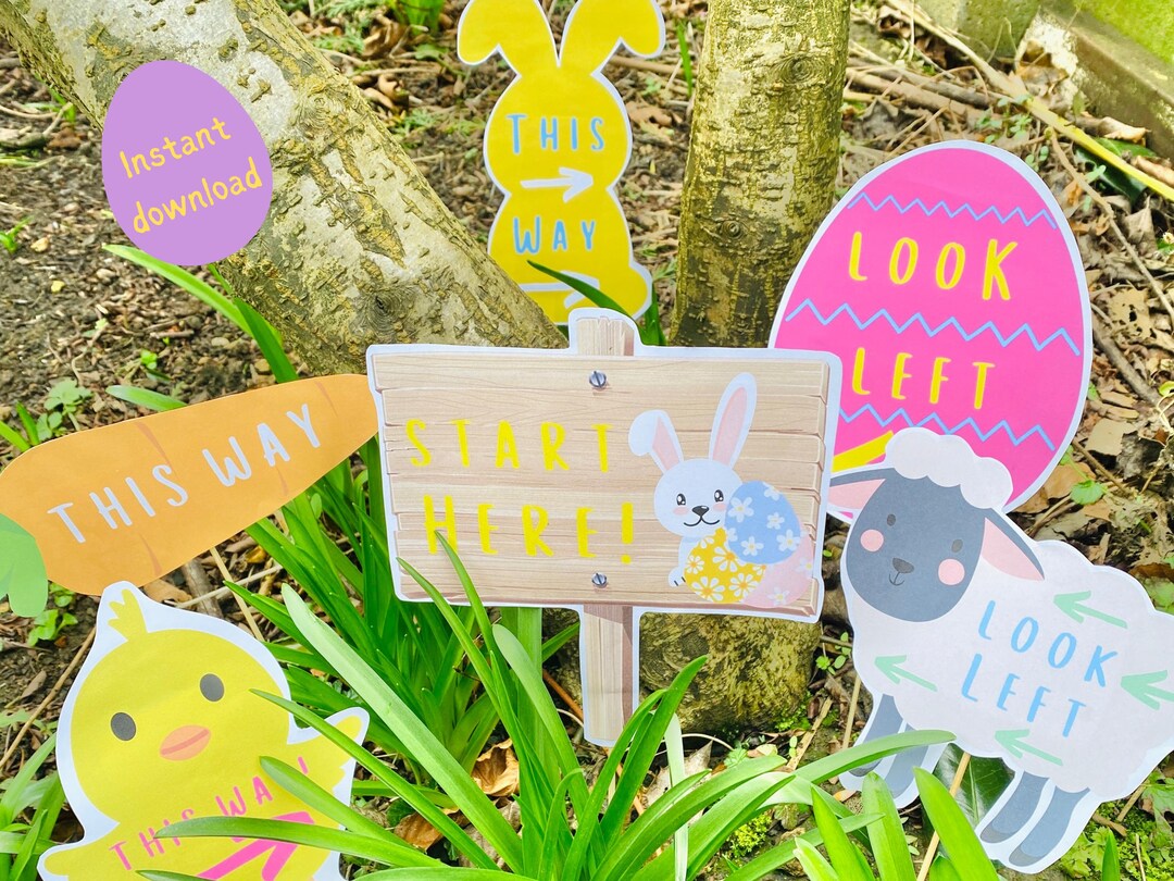 Easter Printable Egg Hunt Signs, Kids Printable Easter Activity, Easter ...