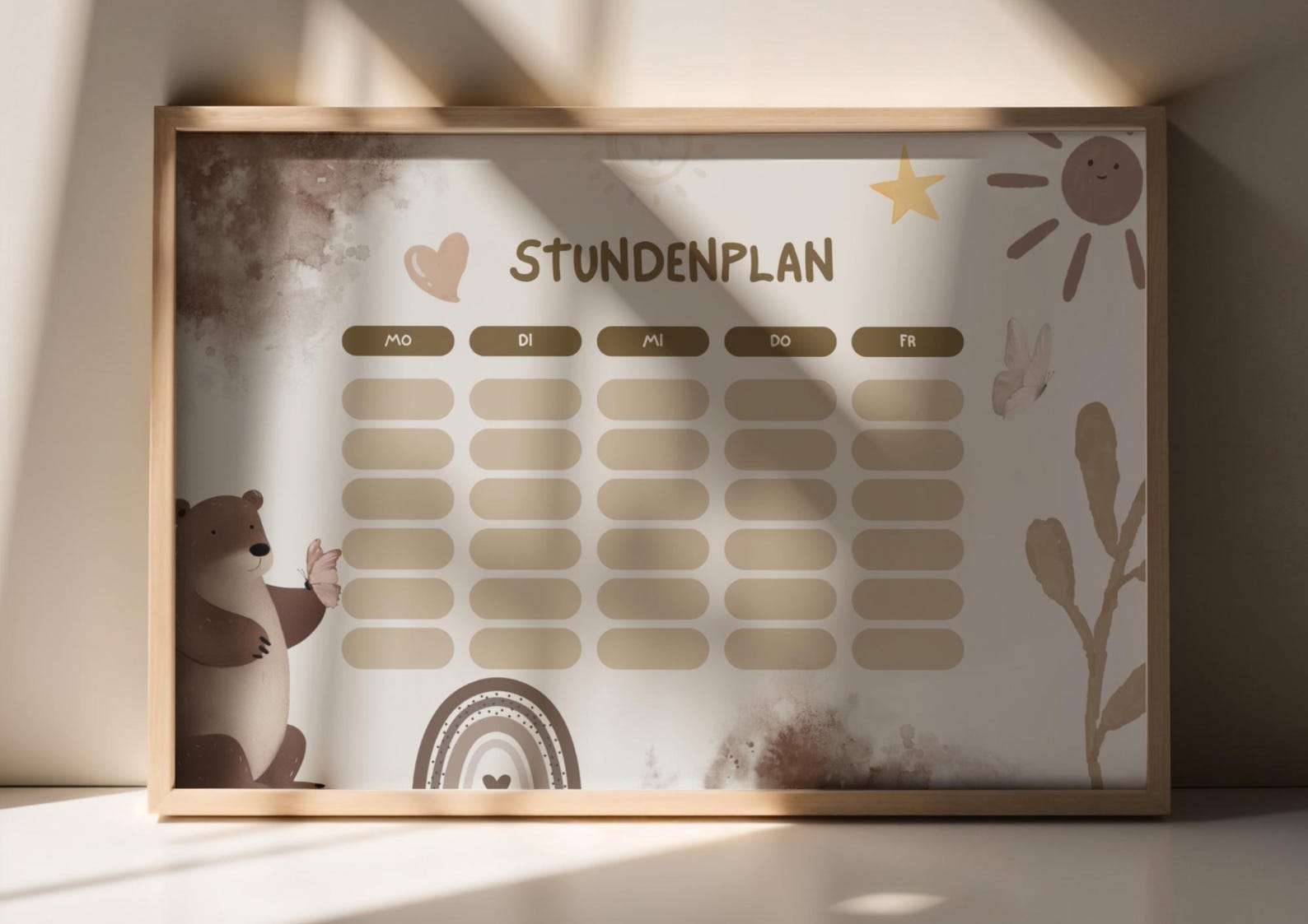 Personalized Boho Bear Timetable for Kids | School Weekly Planner Back ...