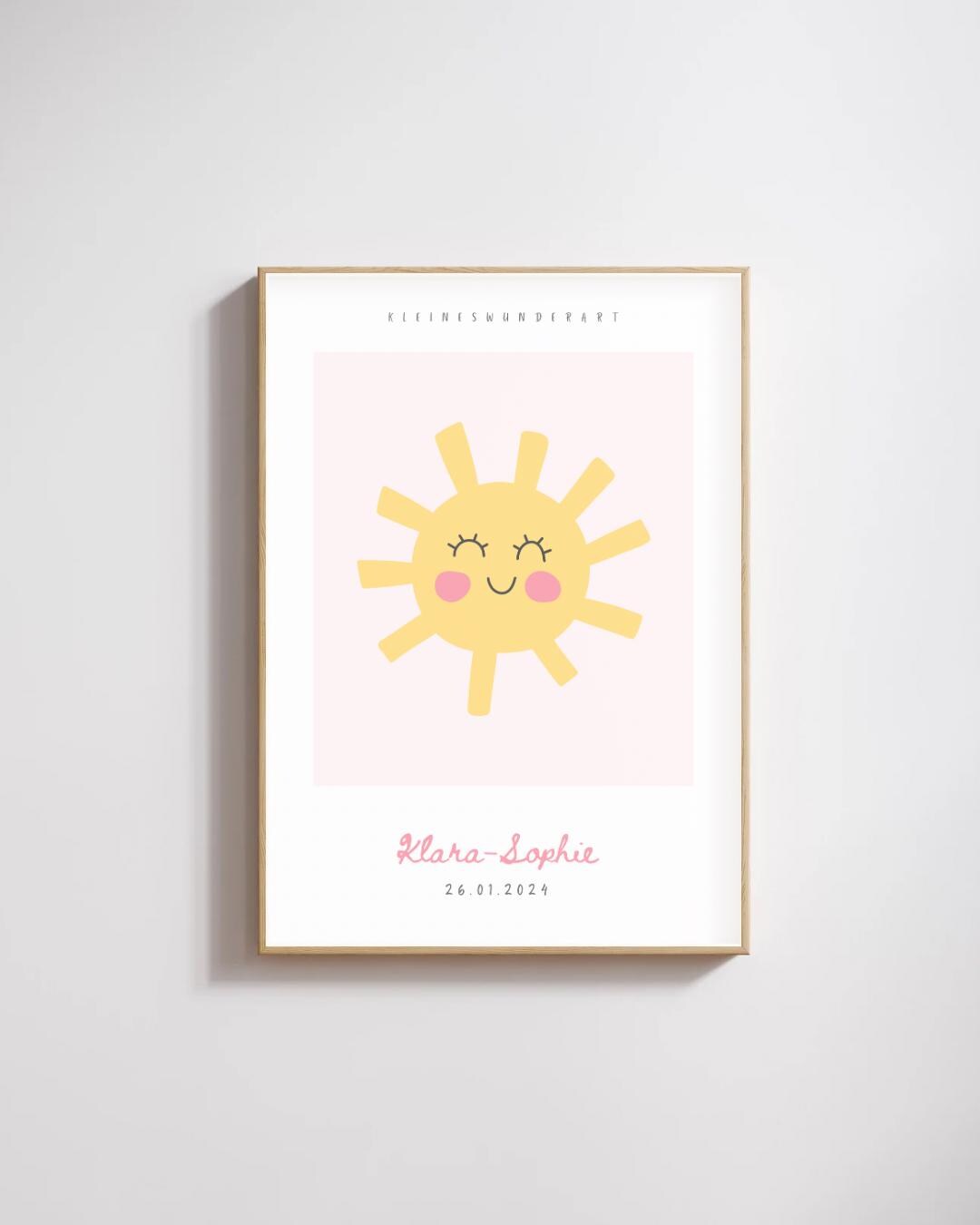 Personalized Baby Poster Sun – Name & Date of Birth – Gift for Birth ...