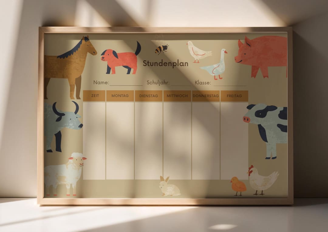 Children's Timetable With Farm Theme (digital Download PDF) | Printable ...
