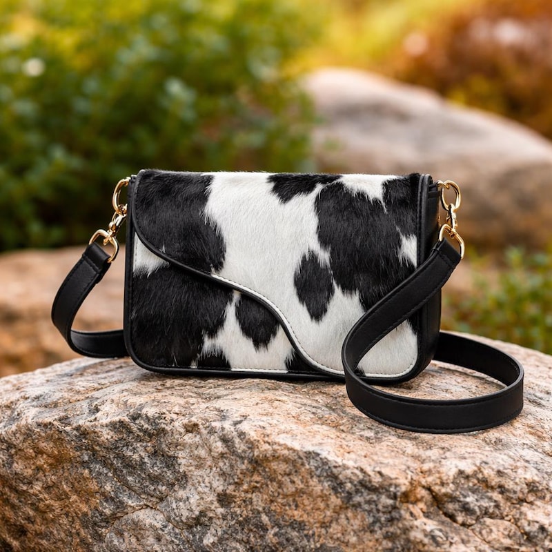 Cowhide Checkered Purse - Etsy
