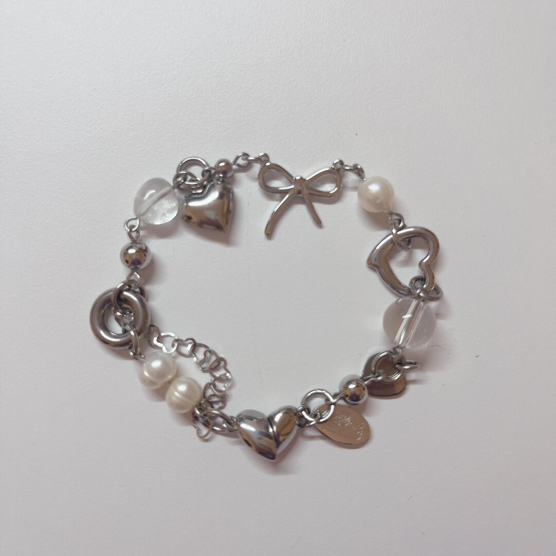 Heart X Bow Magnetic Clasps Bracelet | Waterproof Freshwater Pearl ...