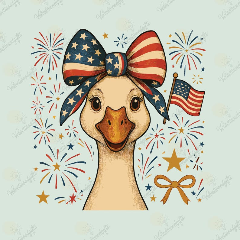 4th of July Goose PNG, Coquette America Sublimation, Patriotic Bows PNG ...