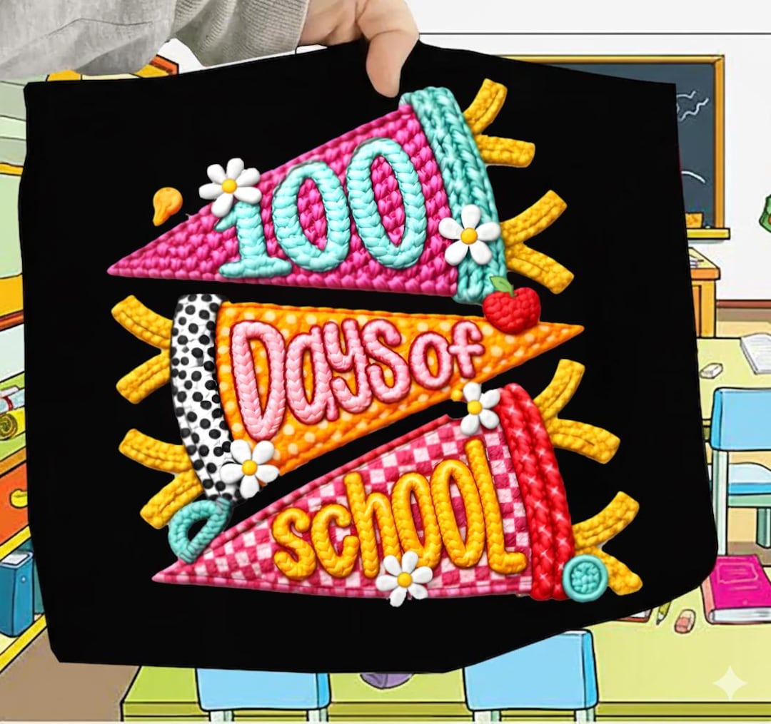 Preppy 100 Days of School PNG, Retro Happy 100 Days Png, 100 School ...
