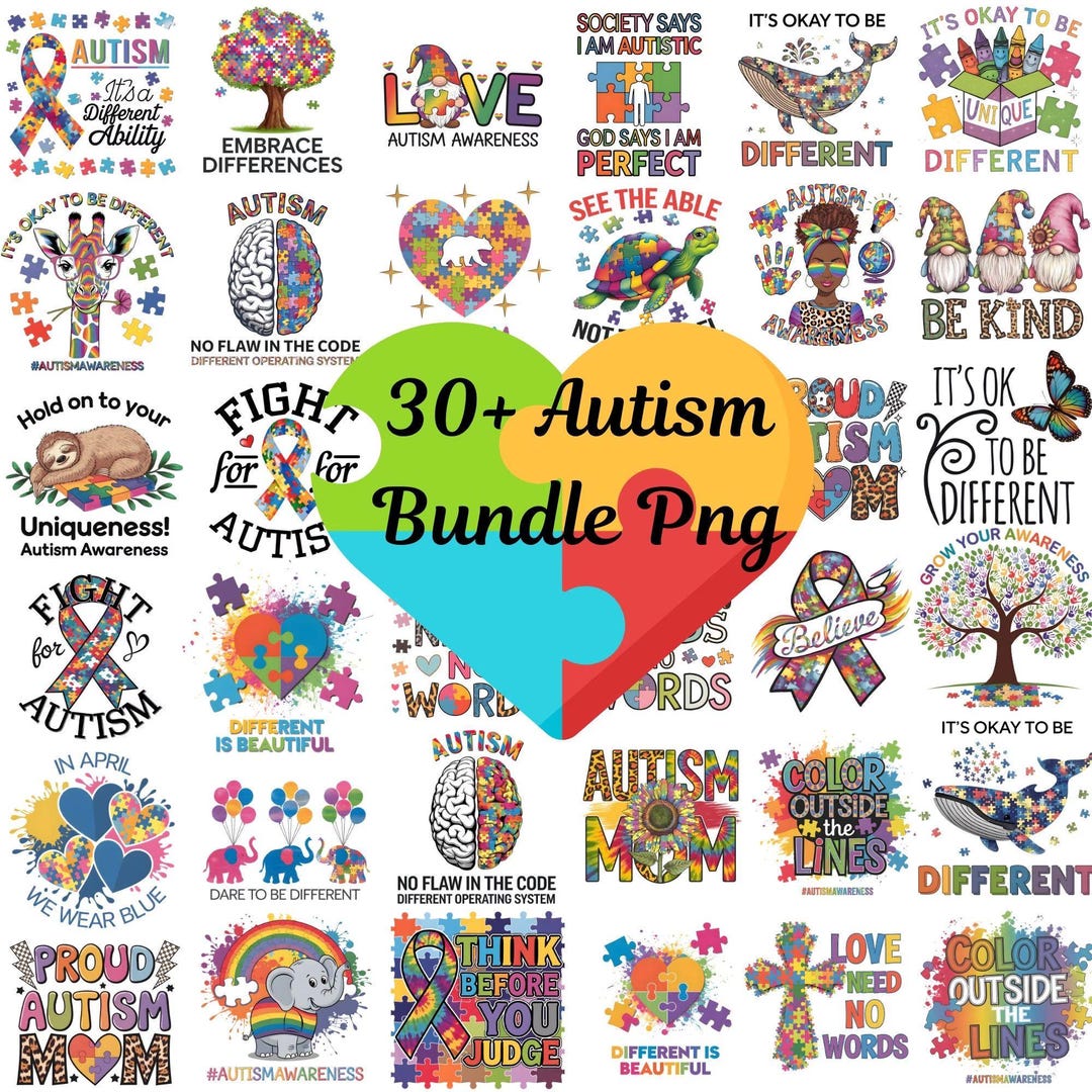 30+ Autism Awareness Png Bundle, Autism Quotes Png, Autism T-shirt ...