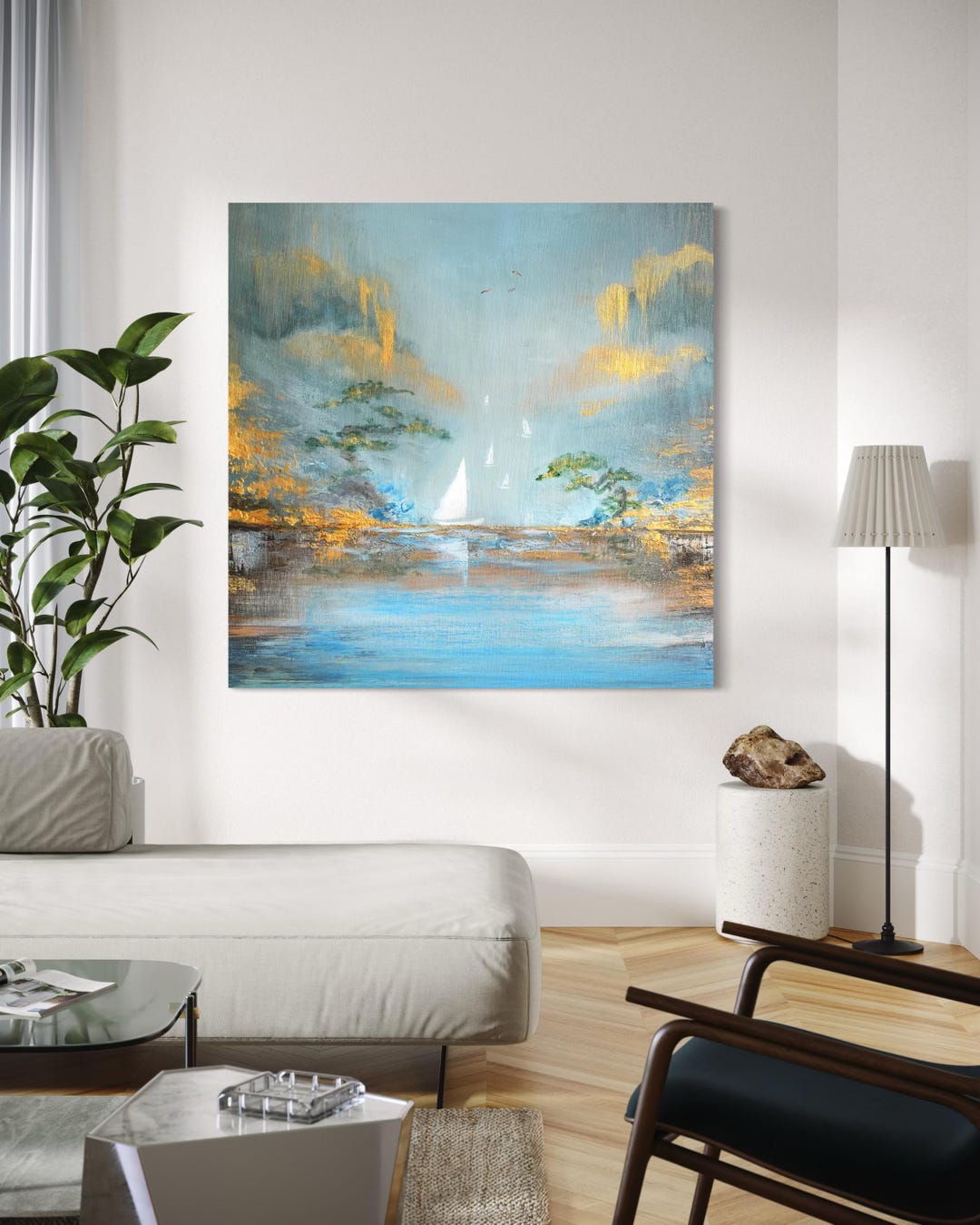 Print Japanese Landscape With Sailboat | Traditional Japanese Art Print ...