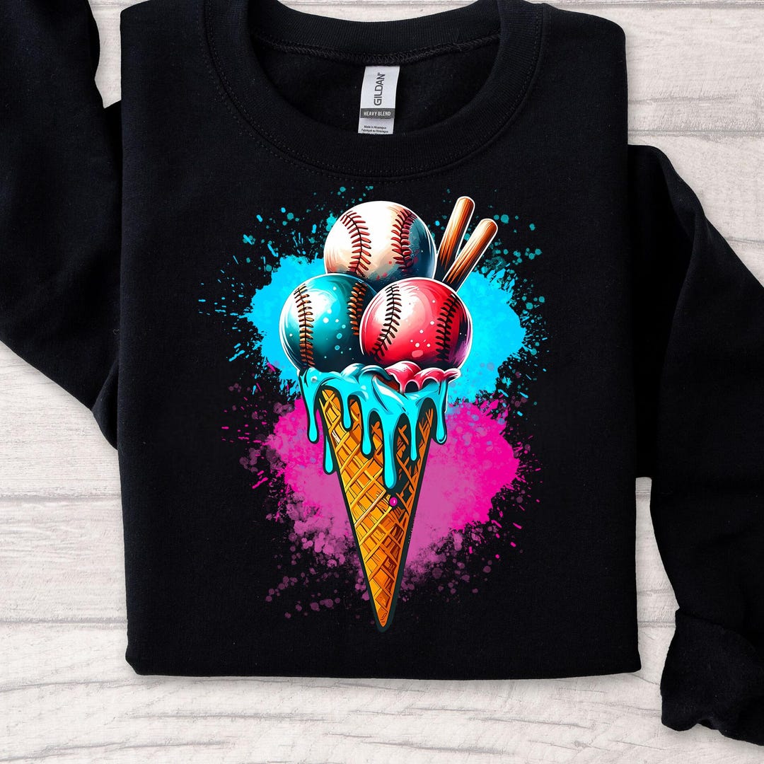 Baseball Ice Cream Drip Watercolor PNG Baseball Youth Sport Team ...