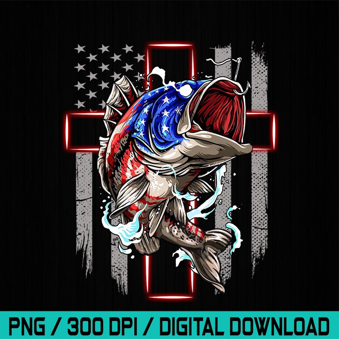 Fishing Faith Cross Hook American Flag Christian, Funny Fishing PNG ...