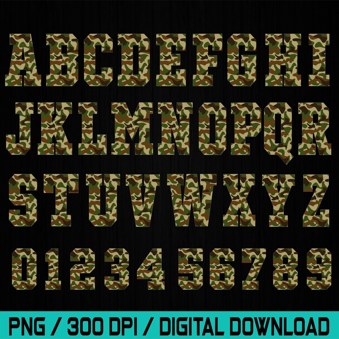 Camo Alphabet Png, Camouflage Font, Distressed Military Lettering Png ...