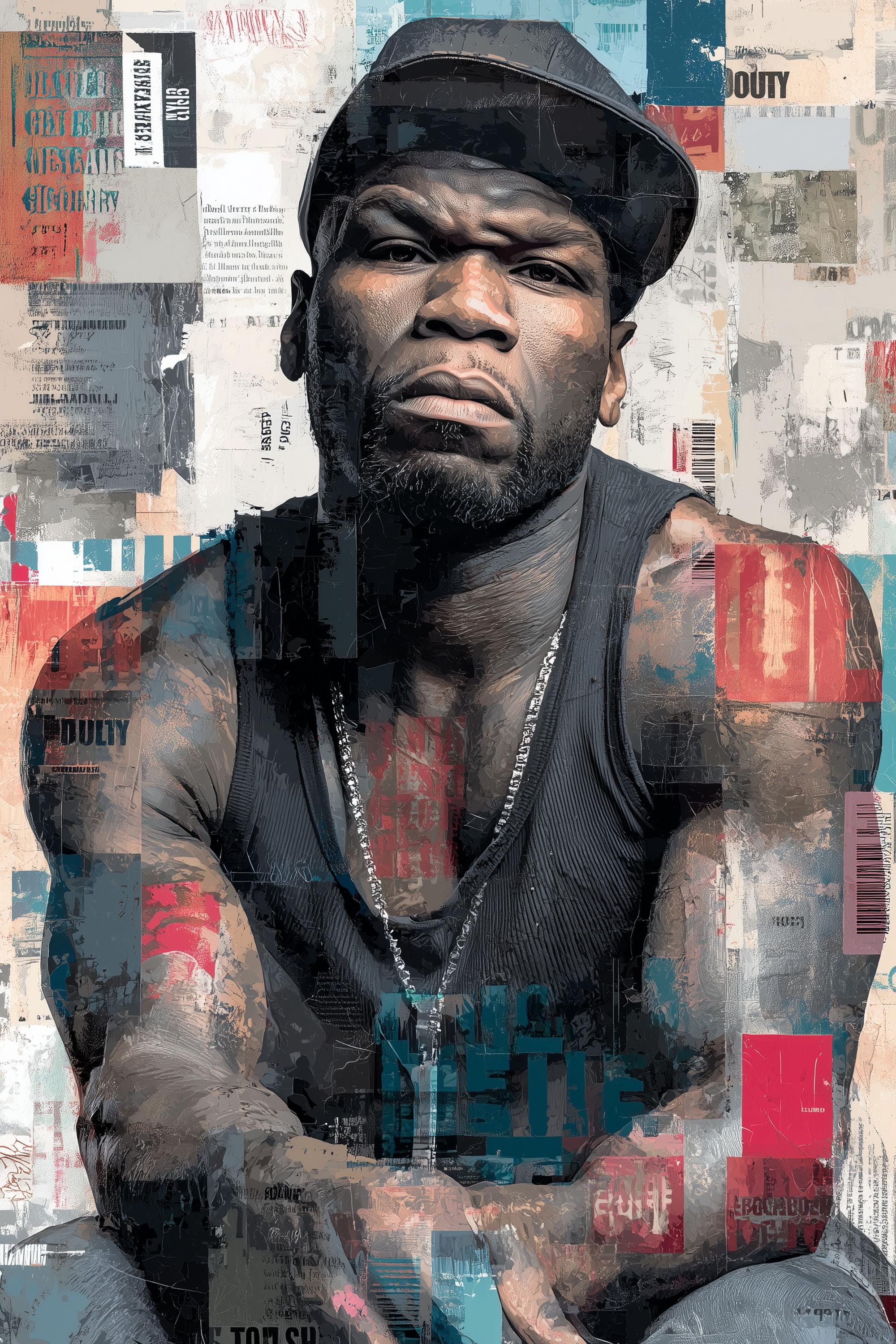 50 Cent Graffiti Art Print | Urban Collage Portrait of Rap Legend | Hip ...