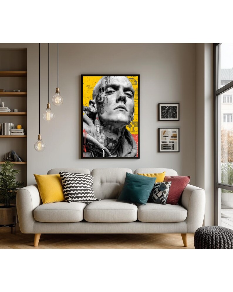Eminem Graffiti Collage Wall Art | Black & Yellow Hip Hop Portrait ...