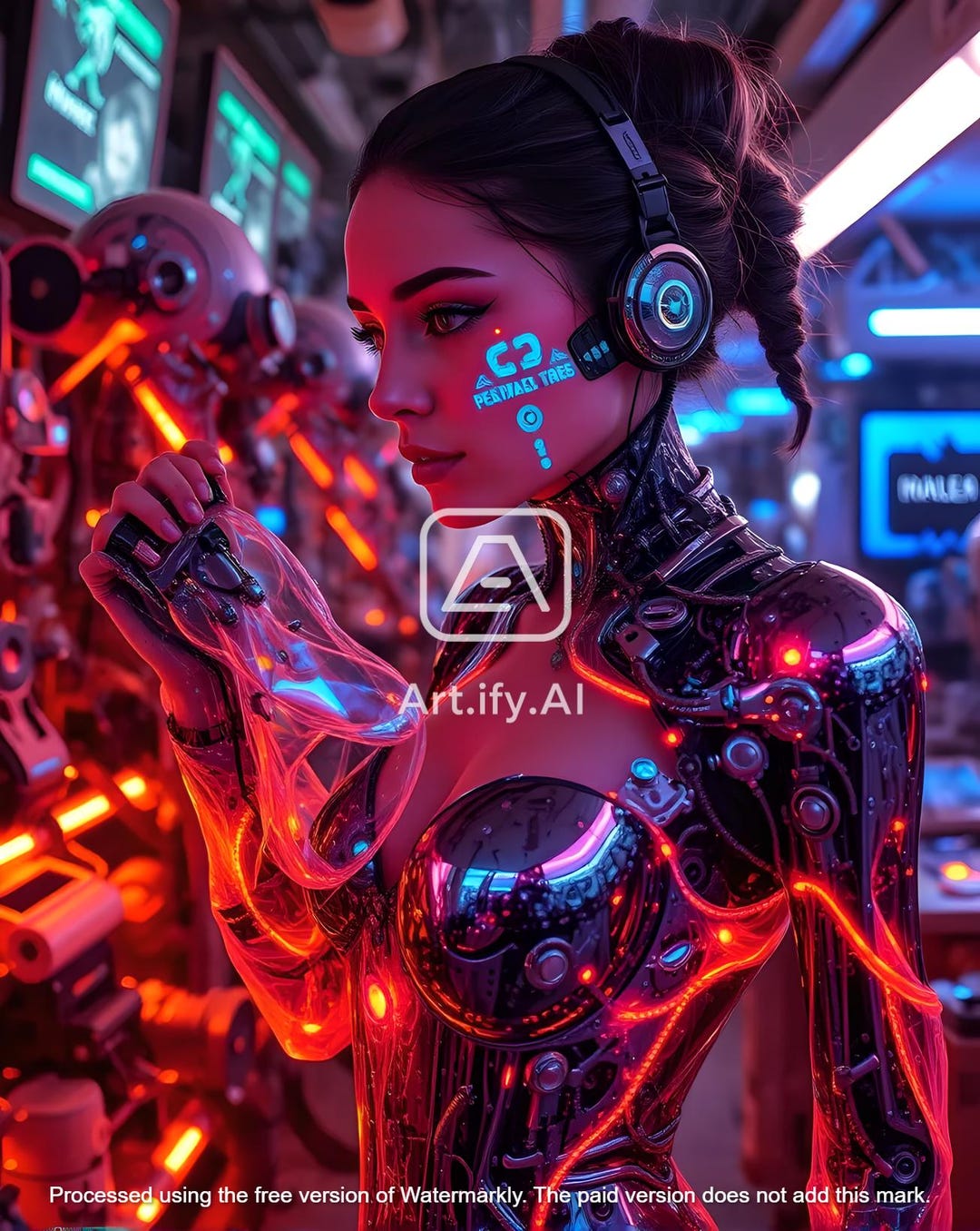 PACK (4) Cybernetic Engineer Art Print – Futuristic Sci-fi Woman ...